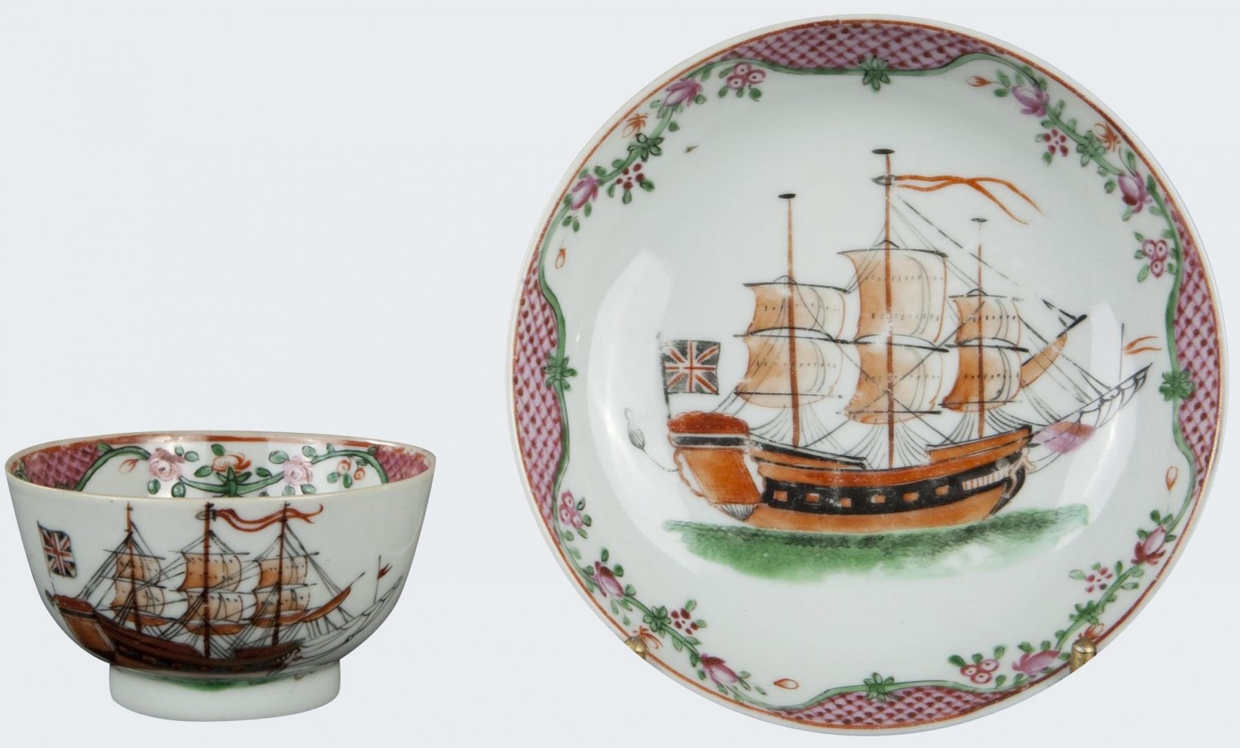 Chinese export porcelain qianlong ship tea bowl